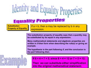 Section 1.4 identity and equality properties (algebra) | PPT