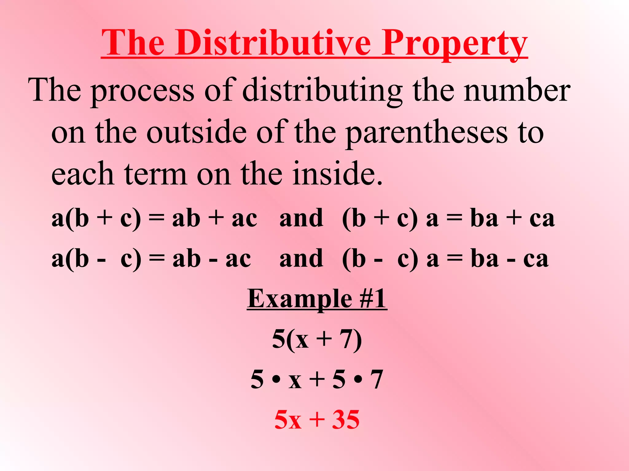 Section 1.5 distributive property (algebra) | PPT | Programming ...