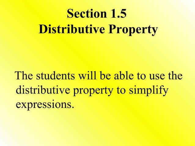 Section 1.5 distributive property (algebra) | PPT | Programming ...