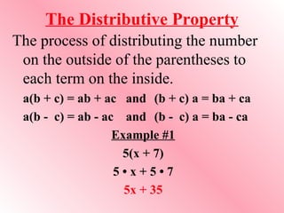 Section 1.5 distributive property (algebra) | PPT | Programming ...