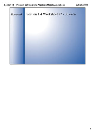 Section 1.5 Problem Solving Using Algebraic Models A | PDF