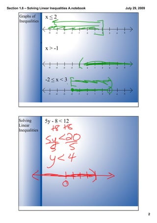 Section 1.6 – Solving Linear Inequalities A | PDF
