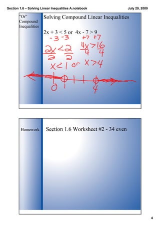 Section 1.6 – Solving Linear Inequalities A | PDF