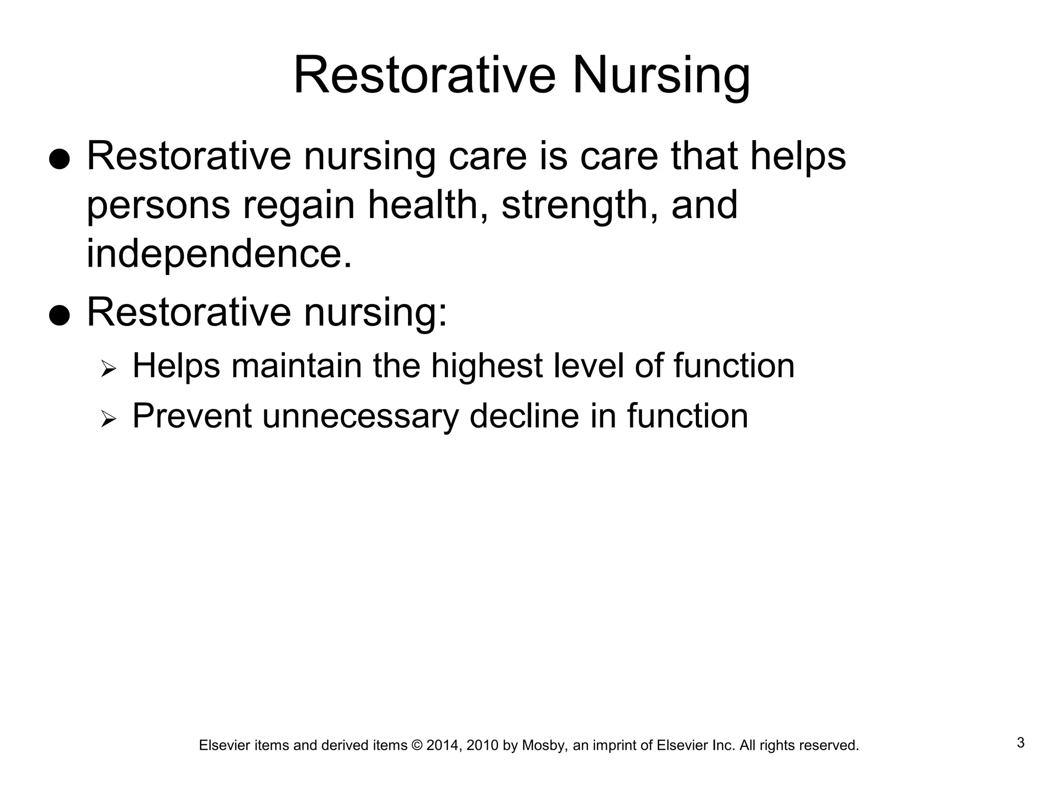 Section 1 assisting with rehabilitation and restorative nursing care | PPTX