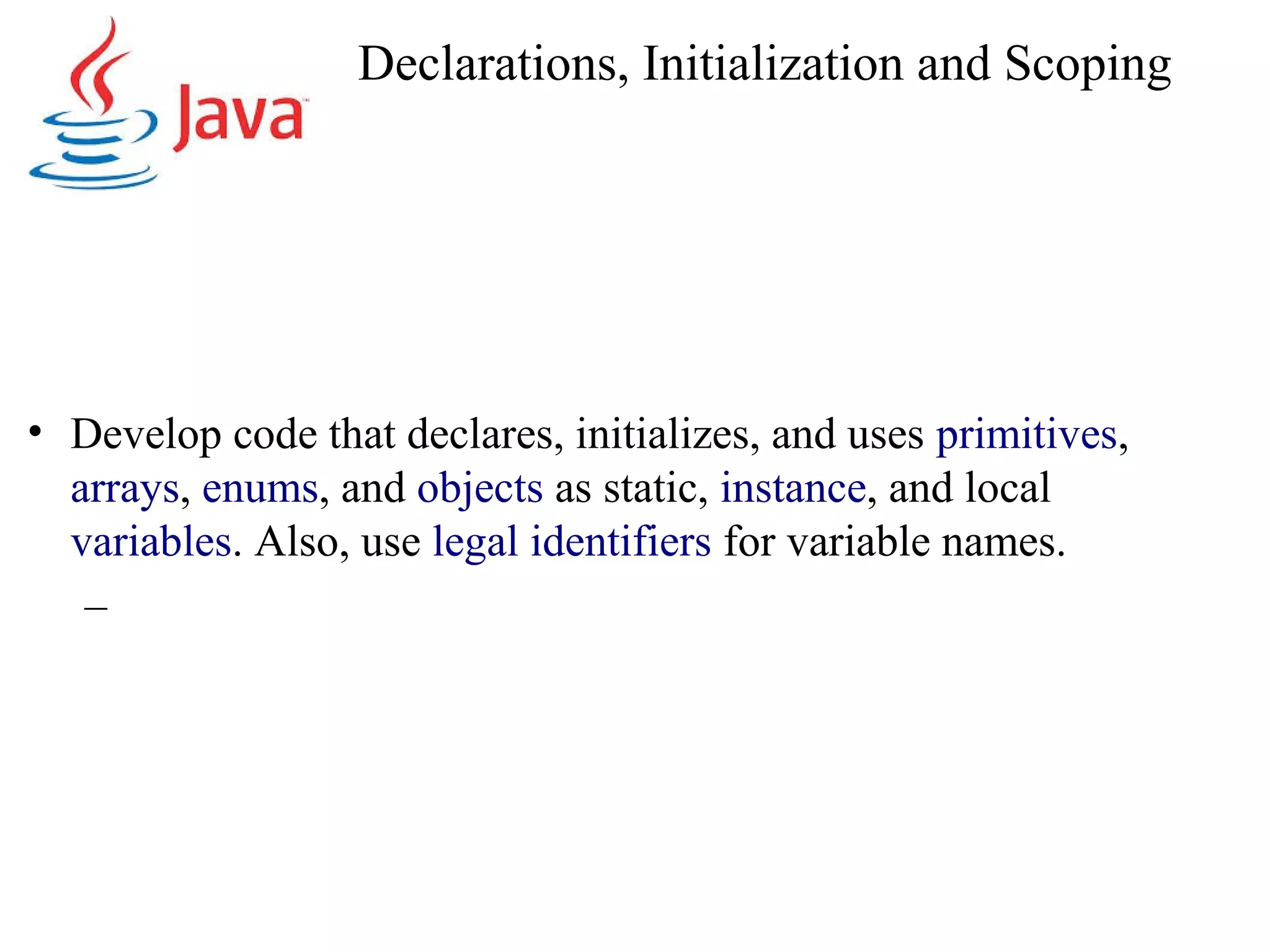 Section 1 declarations, initialization and scoping | PPT