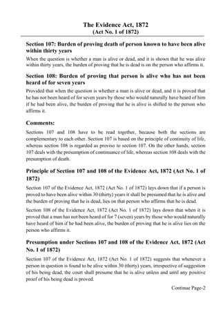 Section 107 & 108 of the Evidence Act | PDF