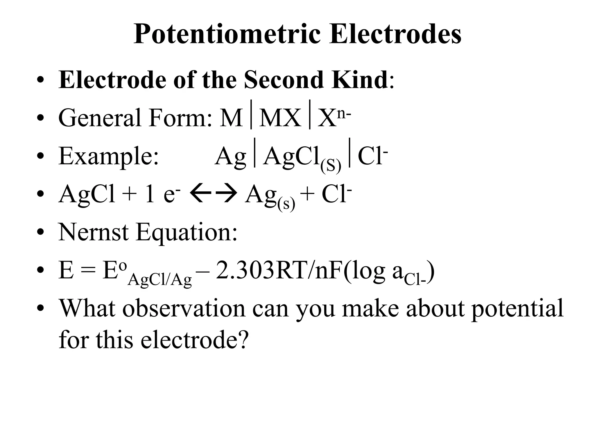 Section 11 potentiometric electrodes and potentiometry | PPT