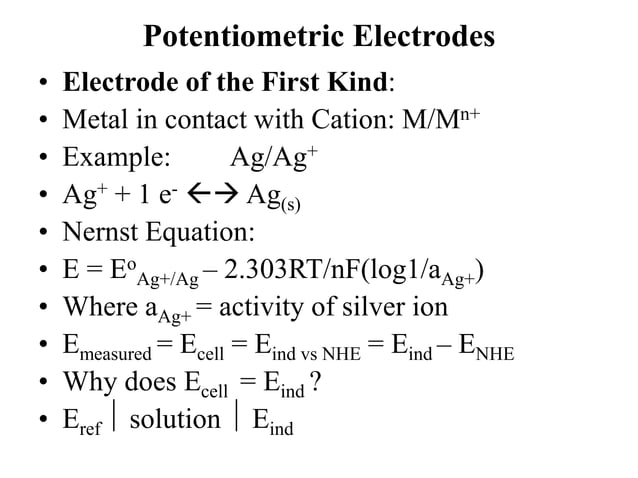 Section 11 potentiometric electrodes and potentiometry | PPT