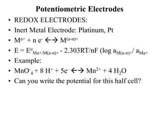 Section 11 potentiometric electrodes and potentiometry | PPT