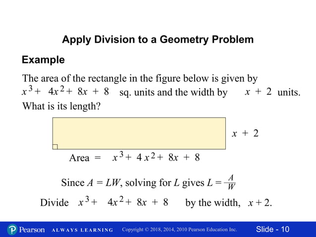 Section 12.8 dividing a polynomial by a polynomial | PPT