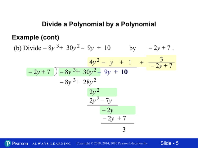 Section 12.8 dividing a polynomial by a polynomial | PPT