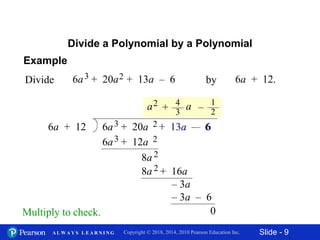 Section 12.8 dividing a polynomial by a polynomial | PPT