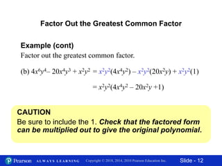 Section 13.1 greatest common factor; factoring by grouping | PPT