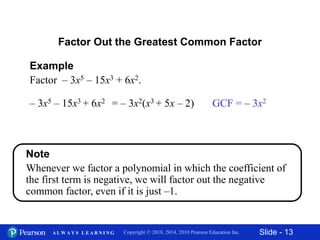 Section 13.1 greatest common factor; factoring by grouping | PPT