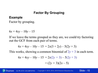 Section 13.1 greatest common factor; factoring by grouping | PPT