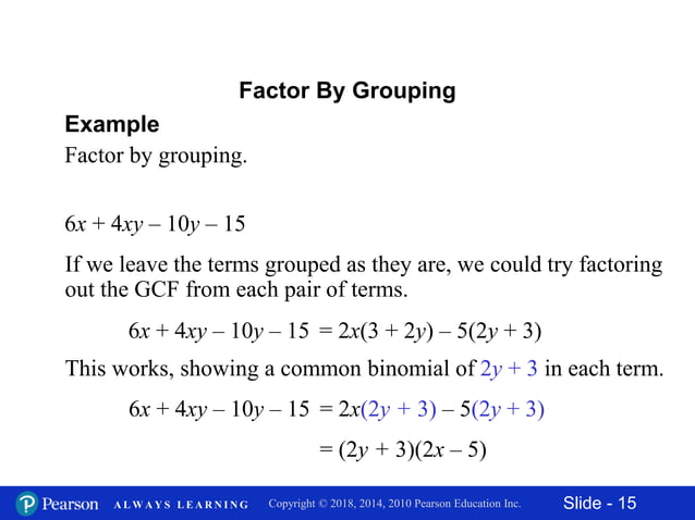 Section 13.1 greatest common factor; factoring by grouping | PPT