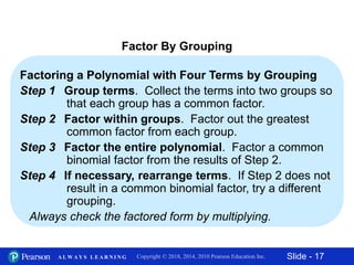 Section 13.1 greatest common factor; factoring by grouping | PPT