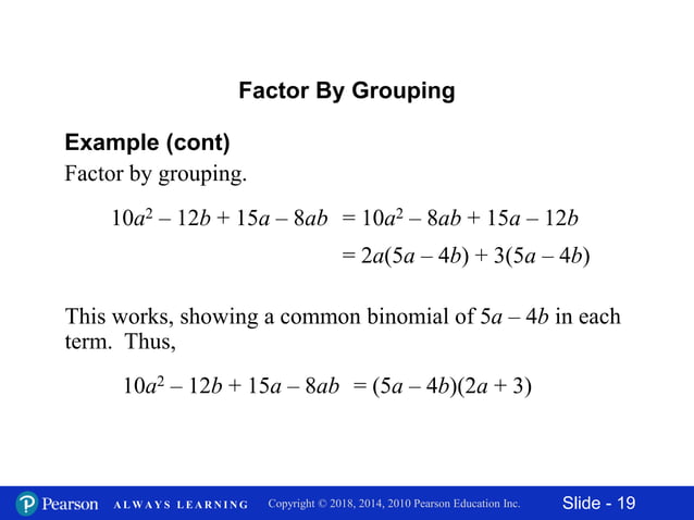 Section 13.1 greatest common factor; factoring by grouping | PPT