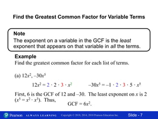 Section 13.1 greatest common factor; factoring by grouping | PPT
