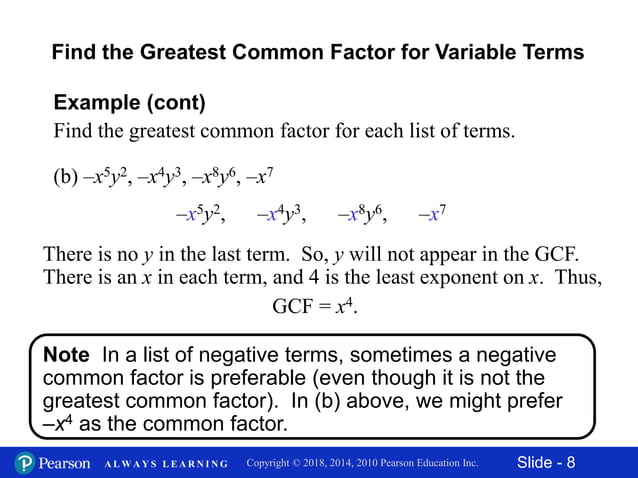 Section 13.1 greatest common factor; factoring by grouping | PPT