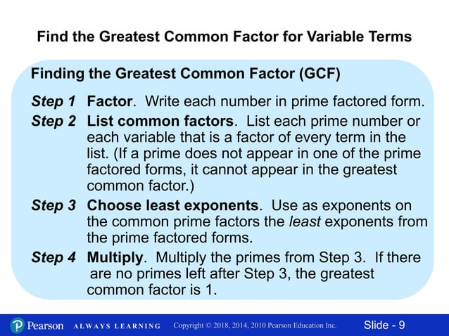 Section 13.1 greatest common factor; factoring by grouping | PPT