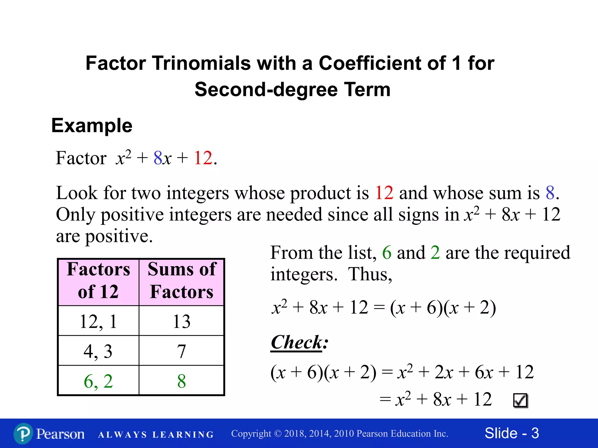 Section 13.2 factoring trinomials | PPTX