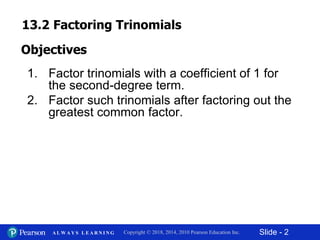 Section 13.2 factoring trinomials | PPTX