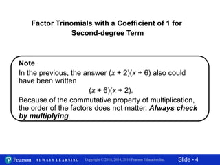 Section 13.2 factoring trinomials | PPTX