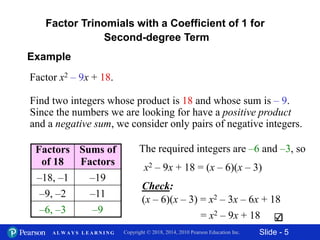 Section 13.2 factoring trinomials | PPTX