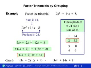 Section 13.3 factoing trinomials by grouping | PPTX