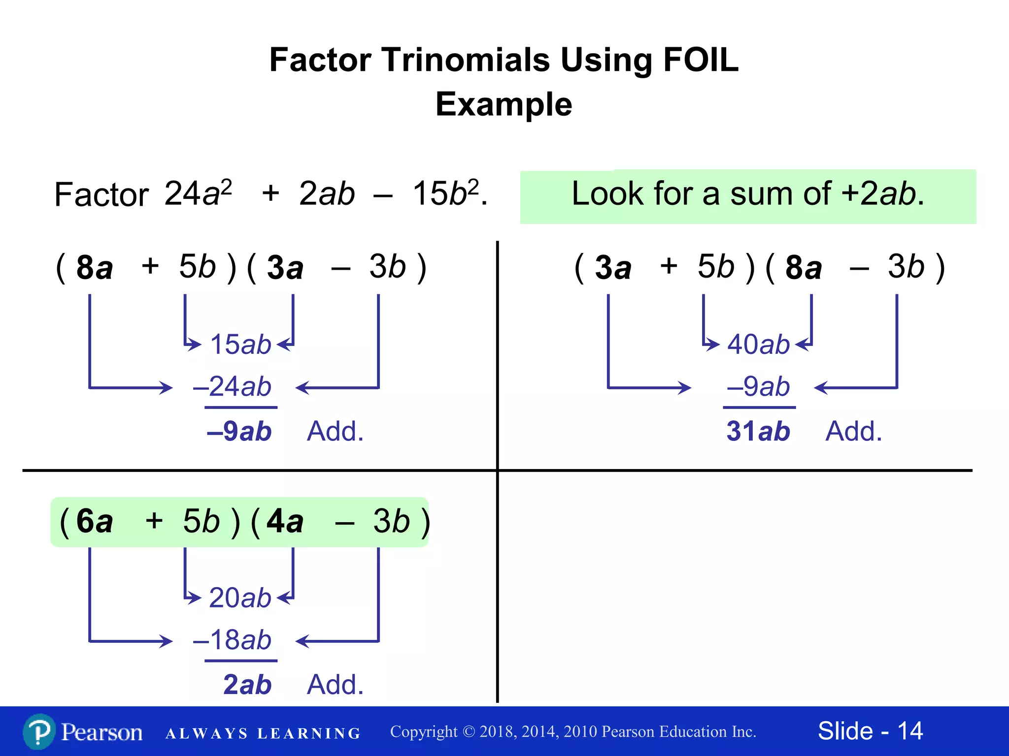 Section 13.4 factoring trinomials using the foil method | PPT