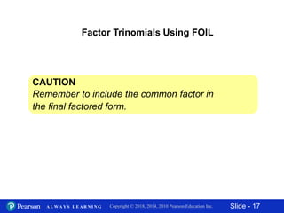 Section 13.4 factoring trinomials using the foil method | PPTX