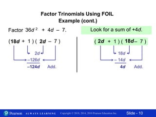 Section 13.4 factoring trinomials using the foil method | PPT
