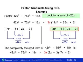 Section 13.4 factoring trinomials using the foil method | PPT