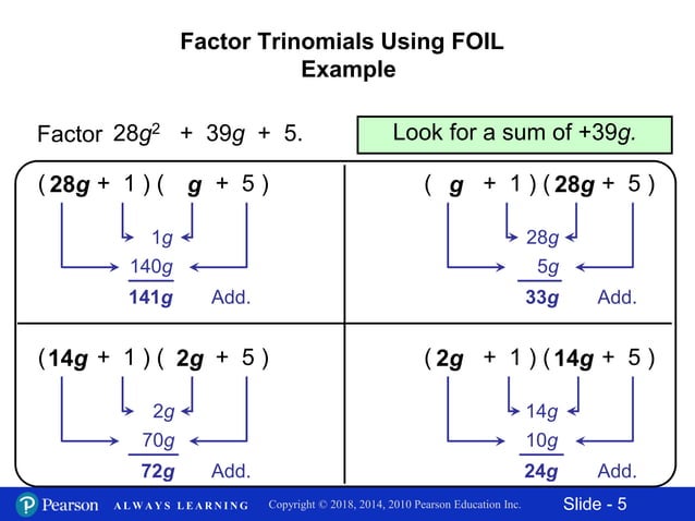 Section 134 Factoring Trinomials Using The Foil Method Ppt