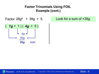 Section 13.4 factoring trinomials using the foil method | PPT