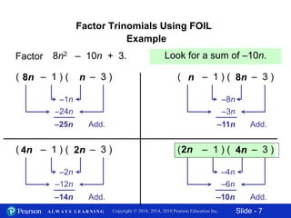 Section 13.4 factoring trinomials using the foil method | PPT