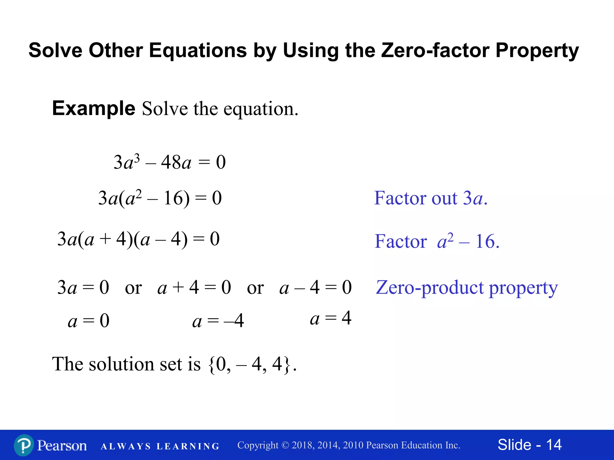Section 13.6 solving quadratic equations using the zero-factor property ...