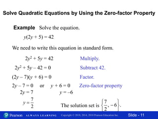 Section 13.6 solving quadratic equations using the zero-factor property | PPTX