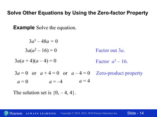 Section 13.6 solving quadratic equations using the zero-factor property ...