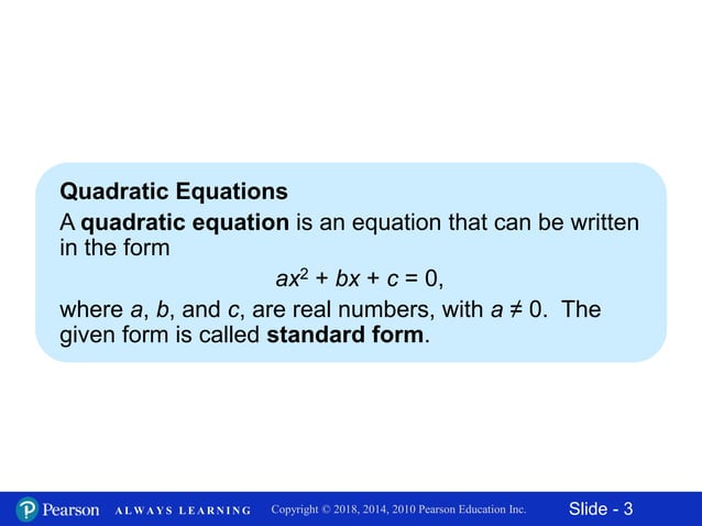 Section 13.6 solving quadratic equations using the zero-factor property ...