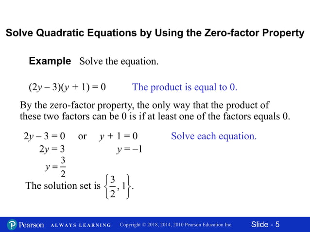 Section 13.6 solving quadratic equations using the zero-factor property ...