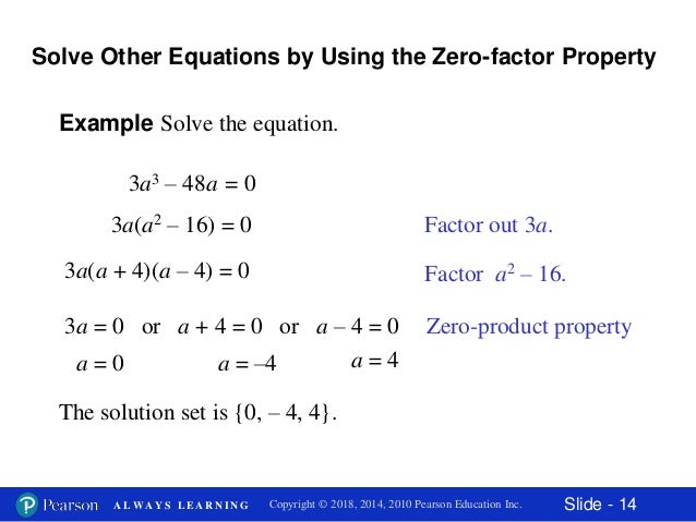 Section 13.6 solving quadratic equations using the zero-factor proper…