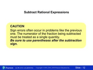 Section 14.4 adding and subtracting rational expressions | PPTX