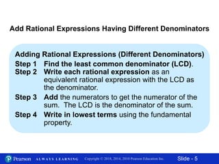Section 14.4 adding and subtracting rational expressions | PPTX