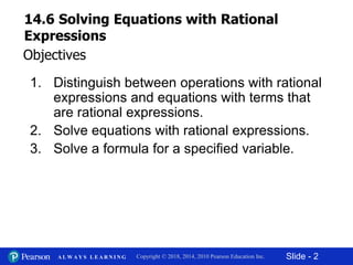 Section 14.6 solving equations with rational expressions | PPTX