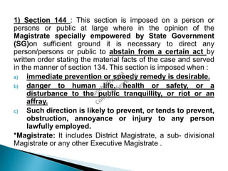 Section 144 and difference bw sec 144 and curfew | PPTX