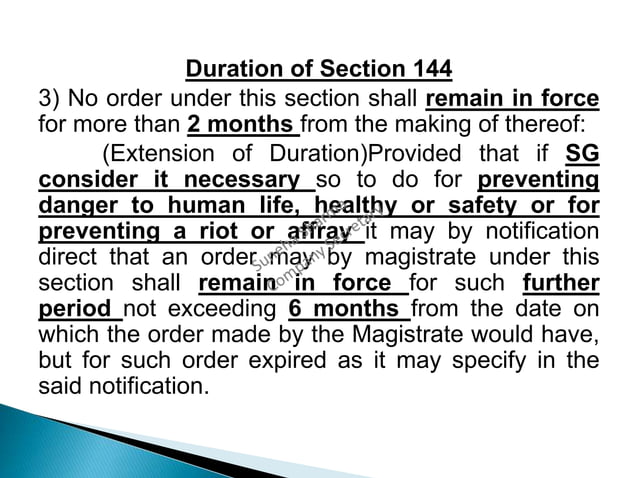 Section 144 and difference bw sec 144 and curfew | PPT