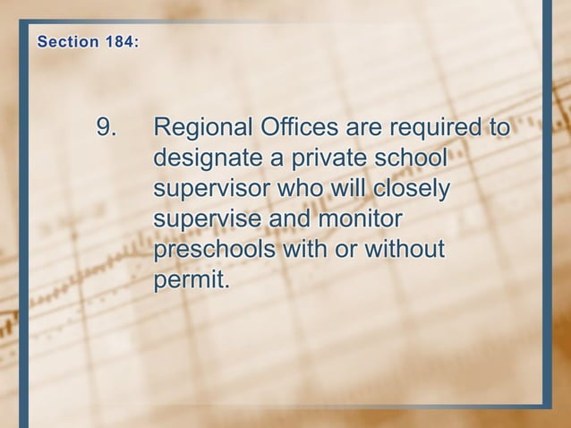 Section 184 ppt- Rules and Regulation of Private Preschools | PPTX | Daycare and Pre-School ...