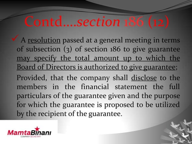 Section 186 ppt loans Company Law 2013 | PPTX | Home Financing ...